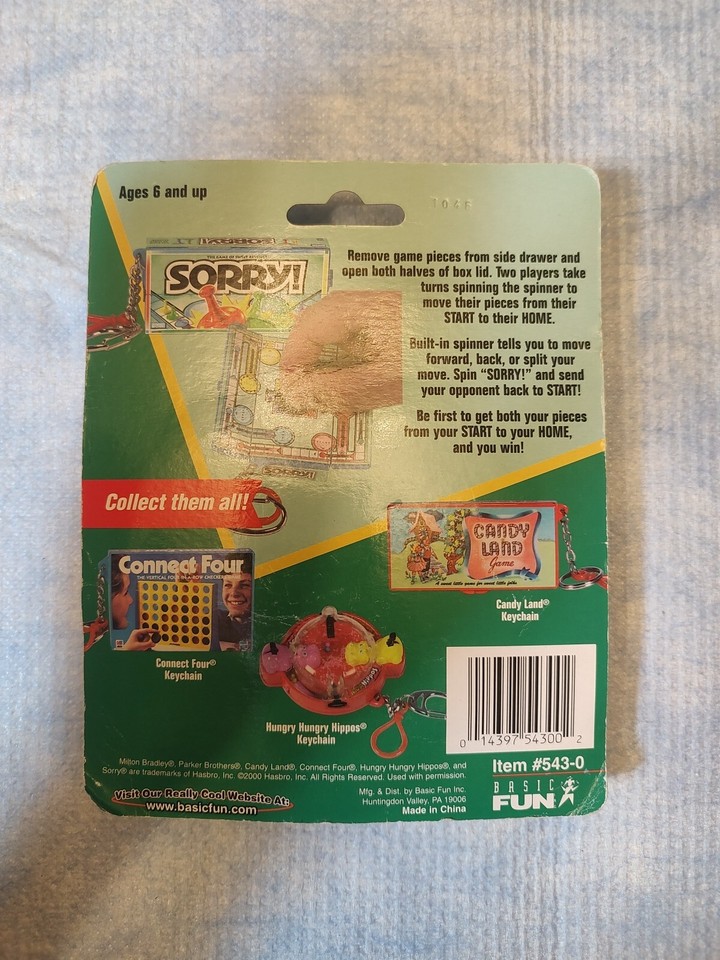 NEW/SEALED - Vintage Sorry Game Keychain - Rare, Basic Fun, Item #543-0 ...