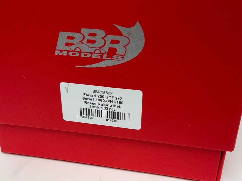 1/18 BBR Ferrari 250 GTE 2+2 Series I 1960 Rosso Rubio Leather Base 63 ...