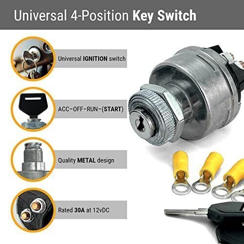 4-Position Universal Ignition Key Switch 12v, Acc/Off/IGN/(Start) | eBay