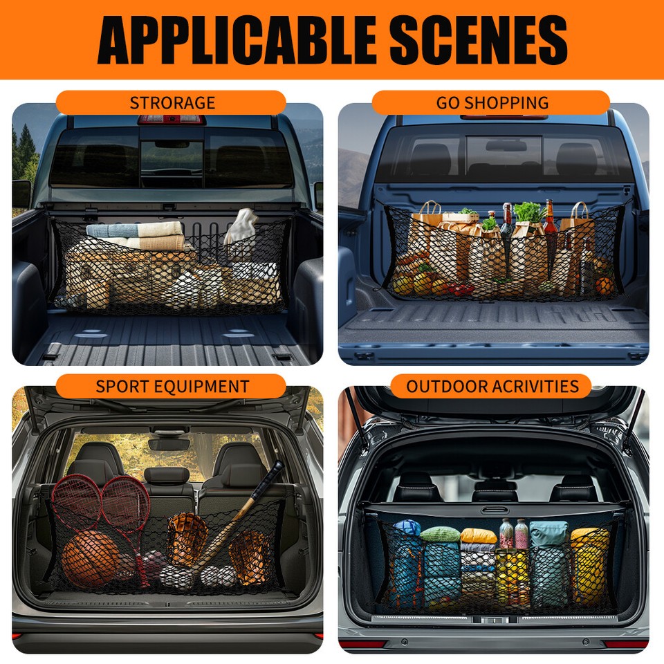 60" For Ford Ranger Rear Truck Bed Elastic Mesh Cargo Net Envelope ...