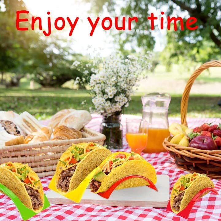 12 Pcs Colorful Stackable Taco Holder Stand for Soft and Hard Shell ...