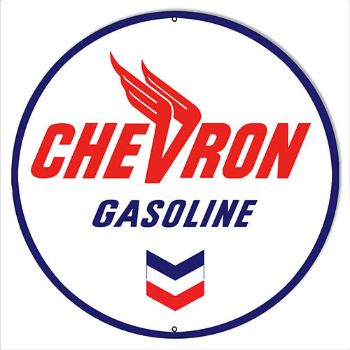 Chevron Gasoline Metal Sign 14 & 18 Round | eBay