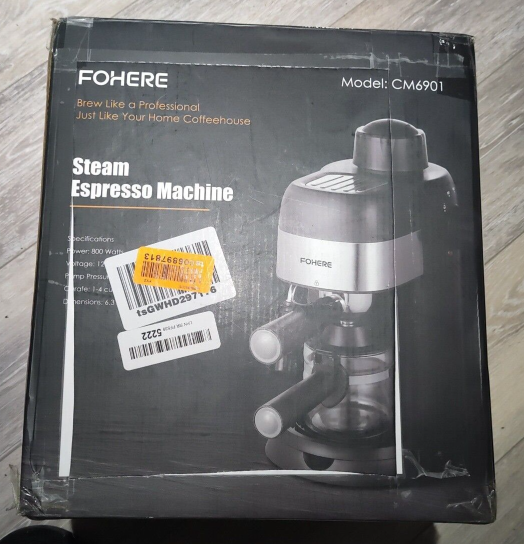 FOHERE STEAM Espresso Machine Coffee Maker Milk Frother & Carafe CM6901 ...