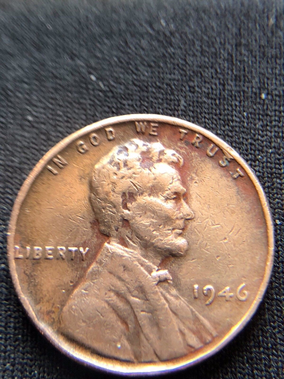 1946 wheat penny no mint mark,Extremely Rare Red shadow ,edge rim error ...