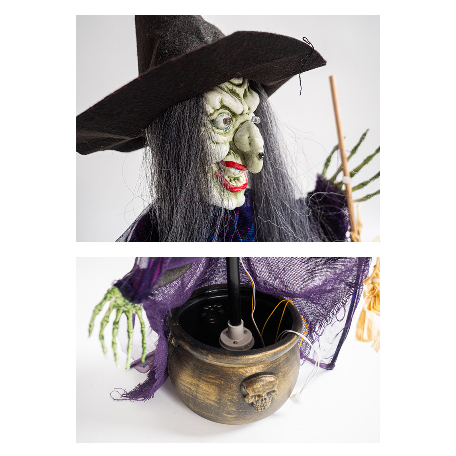 Halloween Decoration Animated, Voice Control Witch, Haunted House Prop ...
