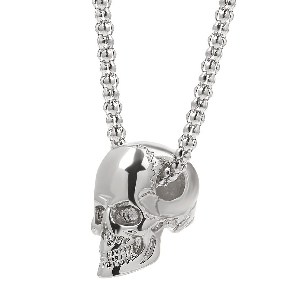 Retro Gothic Skull Pendant Necklace Punk Biker Jewelry Stainless Steel ...