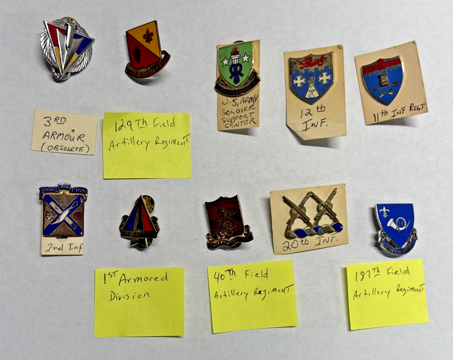 Lot of 10 US Army Regiment DUI, DI, Crest, Badge, c/b Pins - Military ...