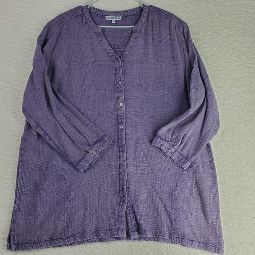 Northstyle Women's Oversized Top Tunic Large Purple Double Gauze Smock ...