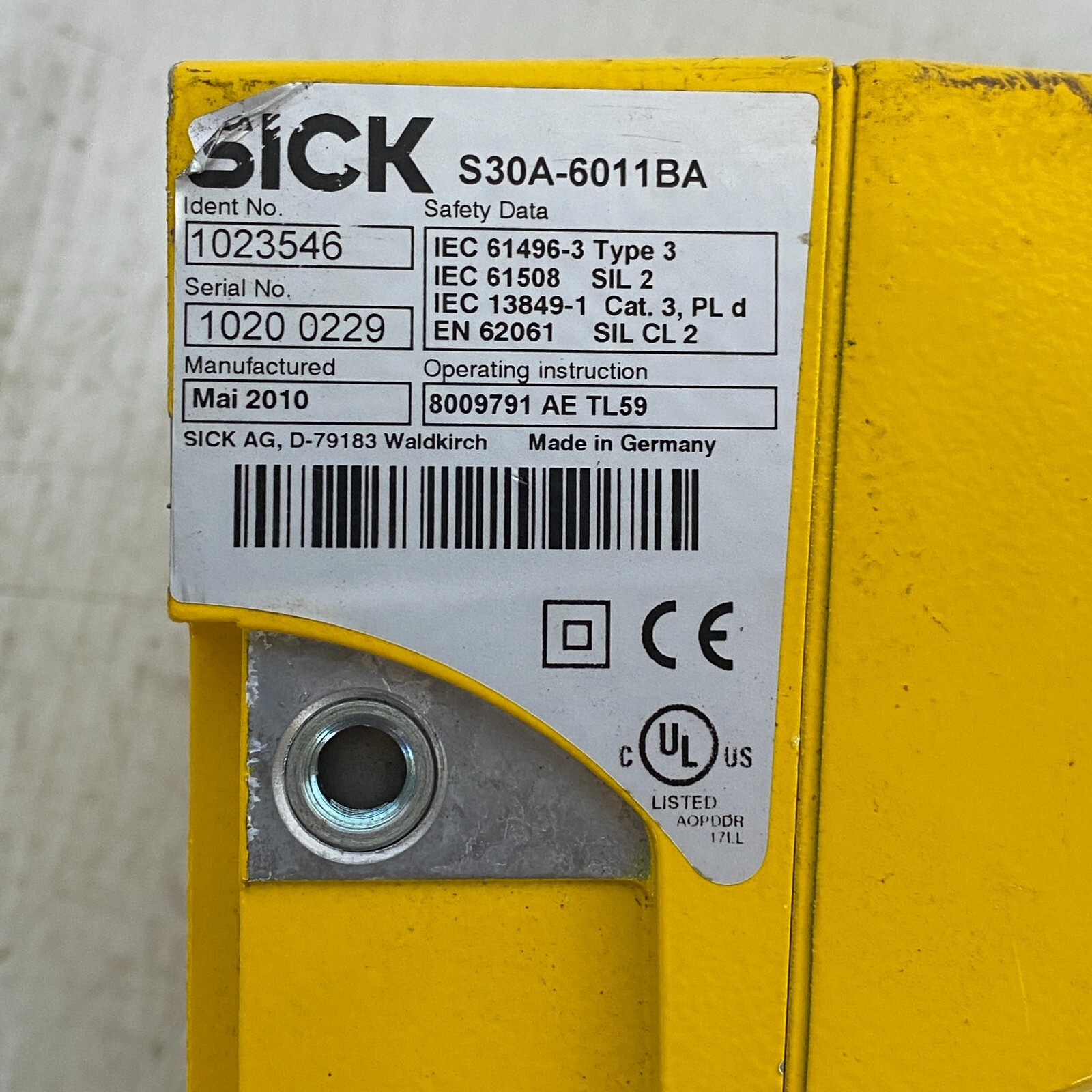 SICK S30A-6011BA Safety Laser Proximity Floor Scanner Machine Guard ...