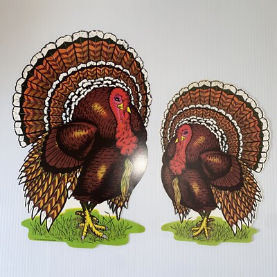 New Vintage Thanksgiving Turkey Die Cut Cut-Outs Card Stock Decor Lot 2 ...