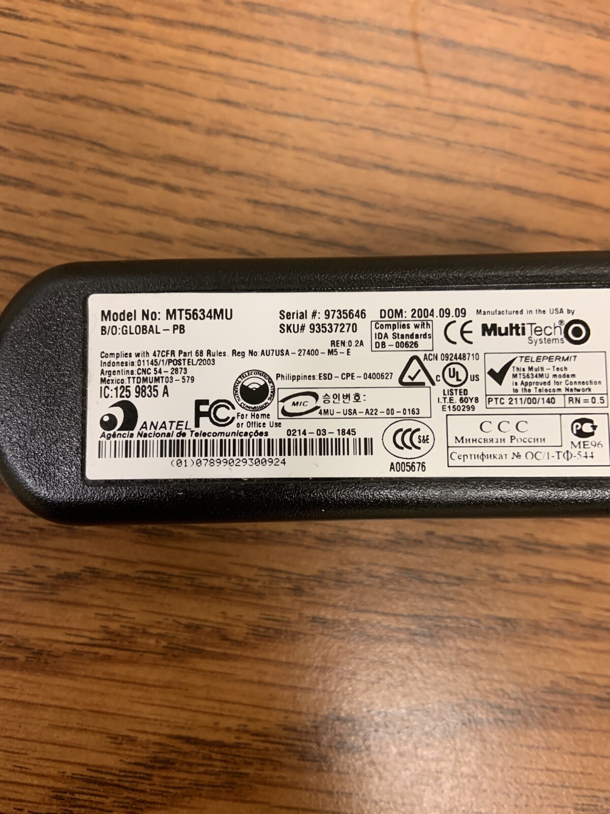 MULTITECH MULTIMOBILE USB MT5634MU 56K DATA/FAX MODEM | eBay
