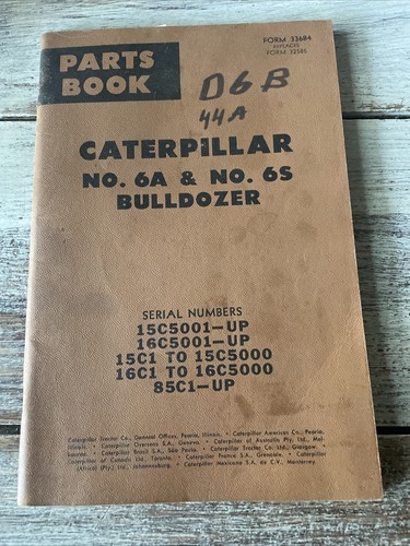 Cat Caterpillar No 6A No 6S Bulldozer Parts Catalog 15C 16C 85C book ...