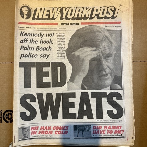 New York Post Newspaper, Free Shipping, 1991 May 16, Ted Sweats | eBay