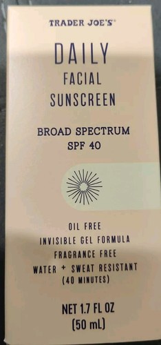 Trader Joe's Daily Facial Sunscreen SPF 40 Invisible Gel SUPERGOOP Dupe ...