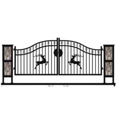 20FT Deer Style Double Arc Dual Swing Iron Gate for Driveway with ...