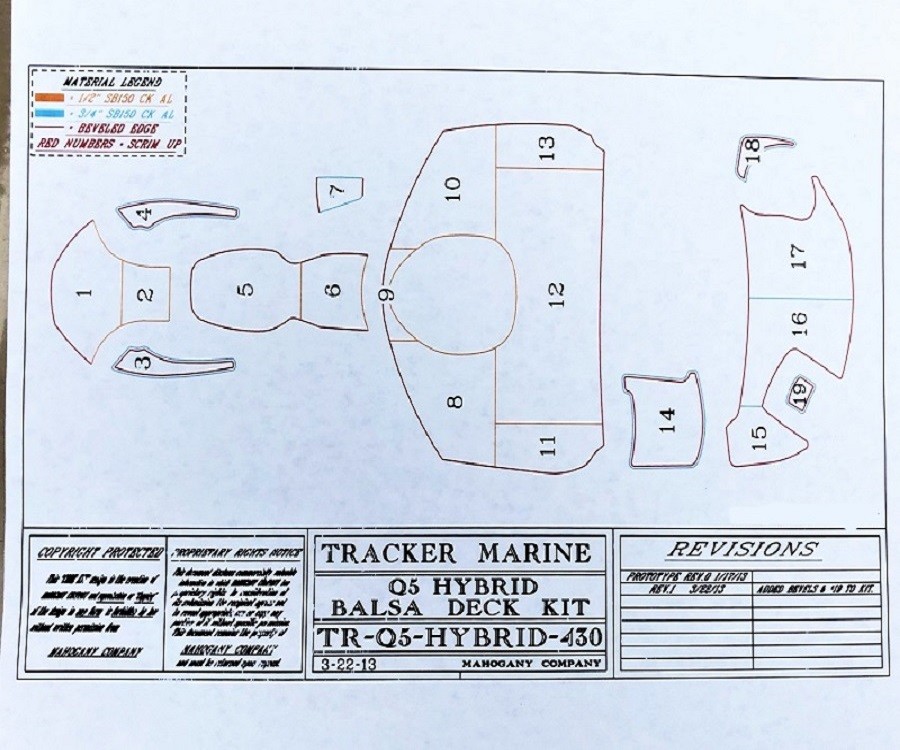 BOAT CORE DECK KIT Balsa Flex Made By Mahogany Co for TRACKER OEM Parts ...
