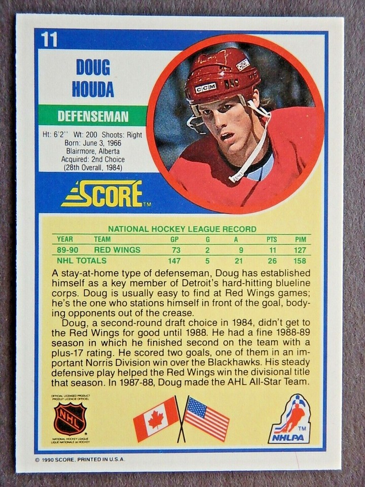 Doug Houda #11 Score 1990 Hockey Card (Detroit Red Wings) | eBay