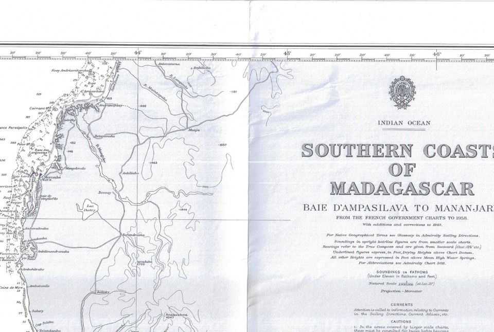 760 Indian Ocean Southern Coasts Of Madagascar Chart Map Marine Paper ...