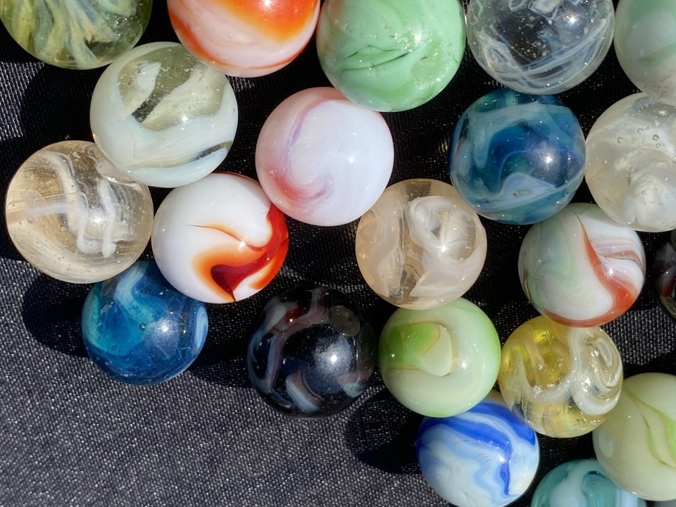 Vintage Glass Marbles Lot- WEST VIRGINIA SWIRLS Unsorted - RARE -Exc ...