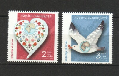 TURKEY 2021 TOLERANCE & AFFECTION COMP. SET OF 2 STAMPS IN MINT MNH ...