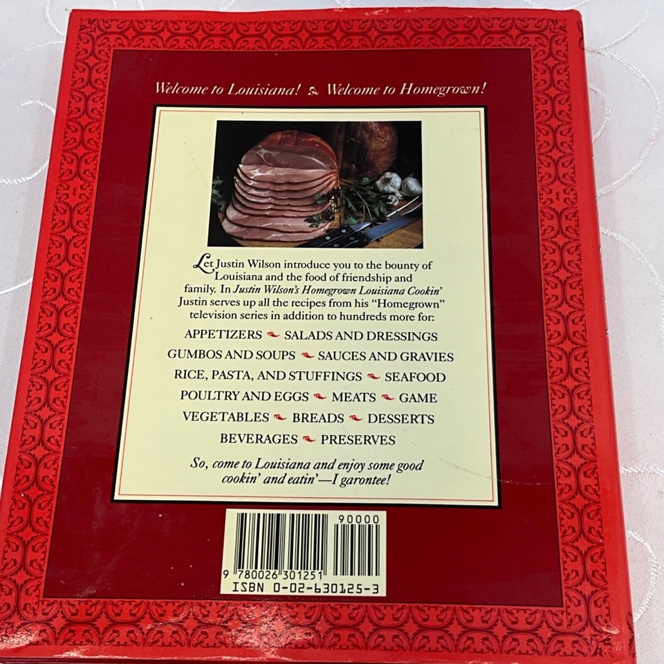 Justin Wilsons Homegrown Louisiana Cookin Hardcover Cookbook 1990 ...