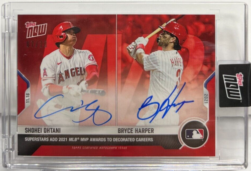 Shohei Ohtani/Bryce Harper 2021 Topps Now MLB RED Dual Autograph Auto ...