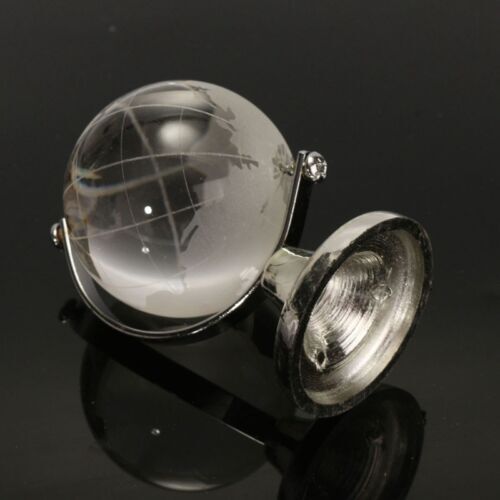 Round Earth Globe World Map Crystal Glass Clear Paperweight Stand Desk ...