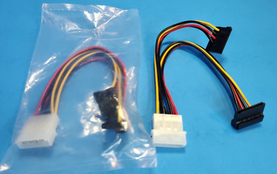 Lot of 2 x 6in/7" 4-Pin LP4 Molex to Dual/2x SATA Drive Power Y ...