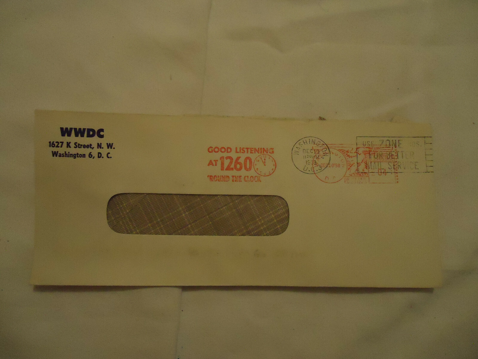 WWDC Radio 1260AM WASHINGTON DC envelope 1958 | eBay