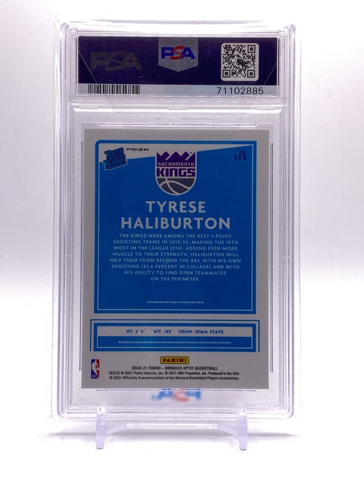 2020 OPTIC TYRESE HALIBURTON RATED ROOKIE CARD RC BLUE VELOCITY GEM ...