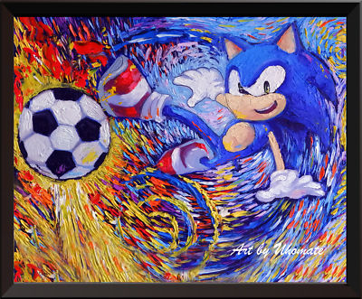 Sonic the Hedgehog Playing Soccer Posters Starry Night Wall Decor Print ...