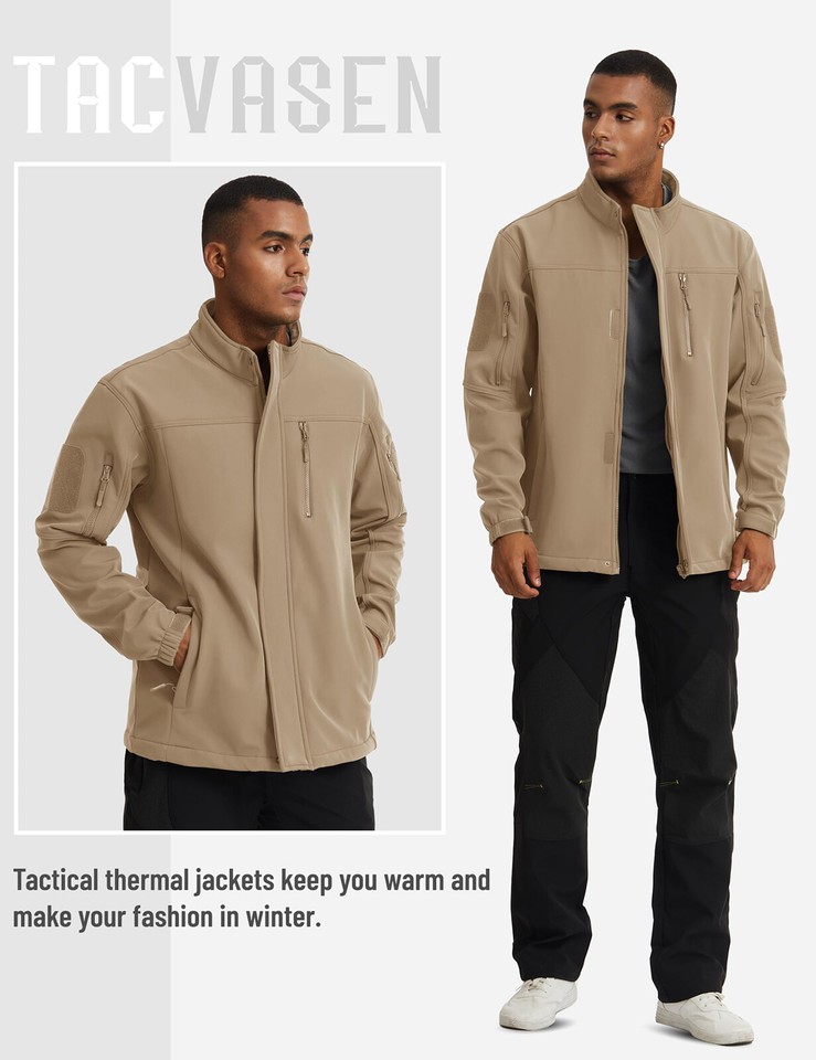 Men's Softshell Jacket Fleece Lined Water Resistant Windbreaker ...