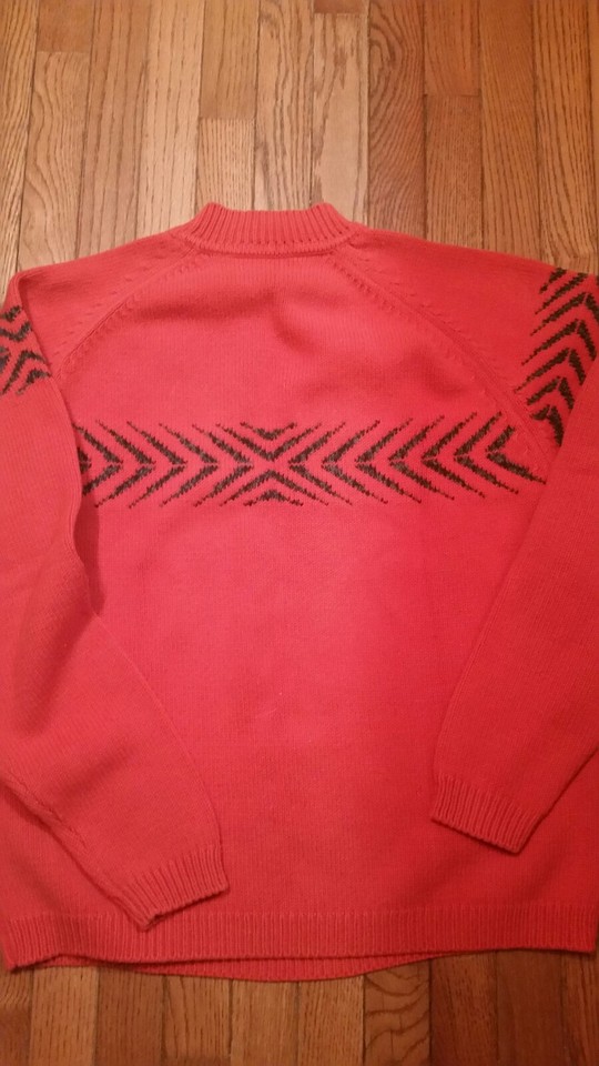 Alex Cannon Mens Orange Knit Long Sleeve Pattern ski snow Sweater Large ...