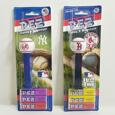 MLB PEZ Dispensers Boston Red Sox & NY Yankees Baseball Rivalry ...