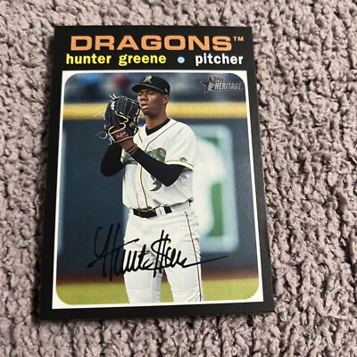 2020 Topps Heritage Minor League #34 Hunter Greene Cincinnati Reds ...