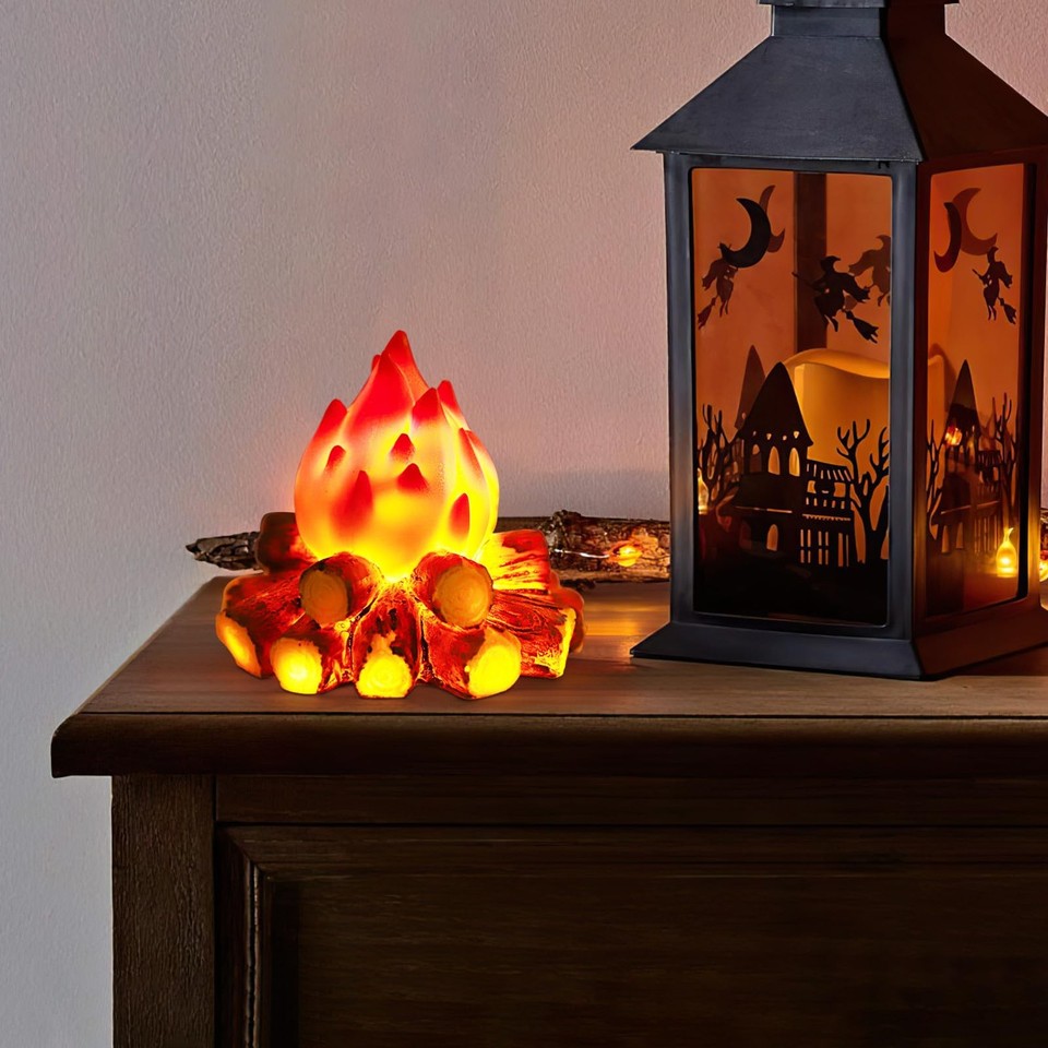 Artificial Fake Campfire Night Light, Fake Fire Pit Firewood Lamp ...