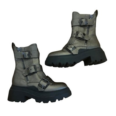 Bronze Buckle Combat Boots | eBay
