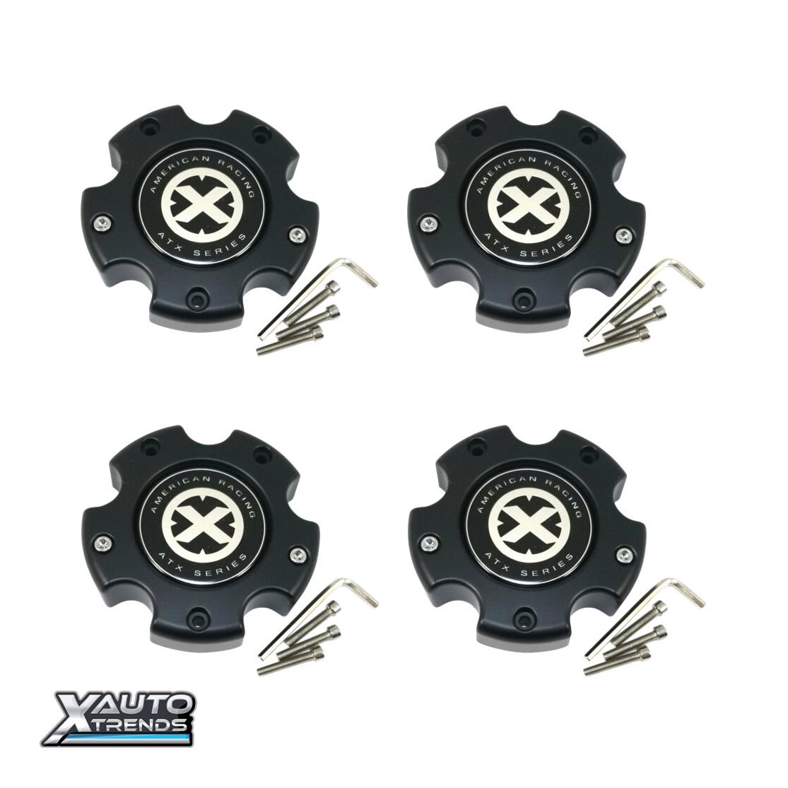 4 x American Racing ATX Wheel Center Cap Style "A" Teflon Black ...
