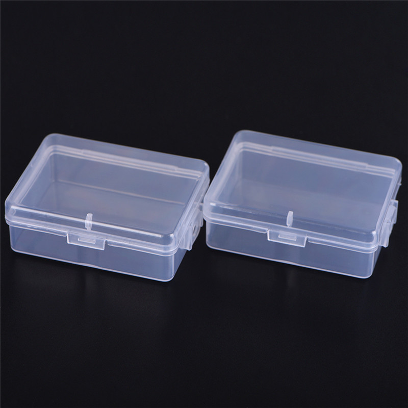 2PCS Small Transparent Plastic Storage Box Clear Square Multipurpose ...
