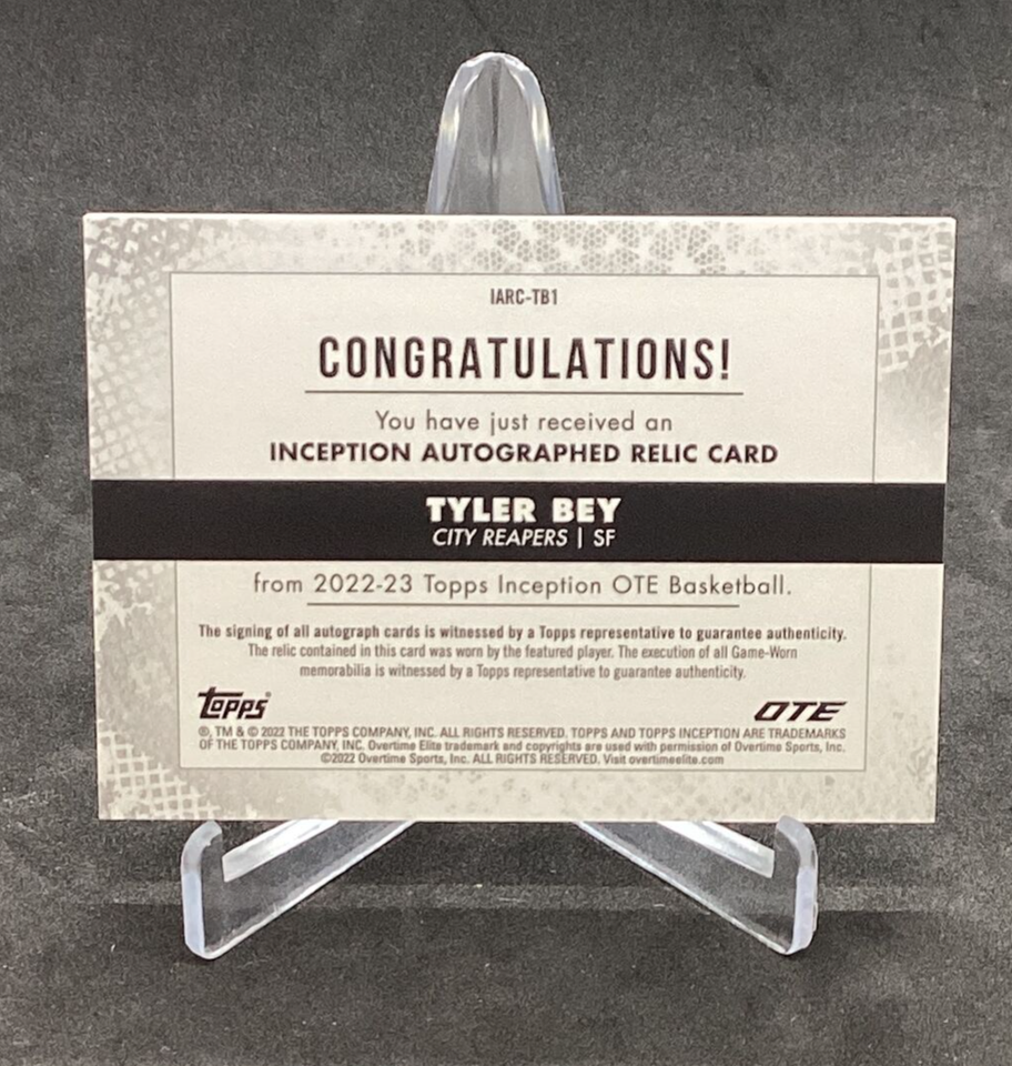 2022-23 Topps Inception OTE Tyler Bey RC Rookie Autograph Relic /149 | eBay
