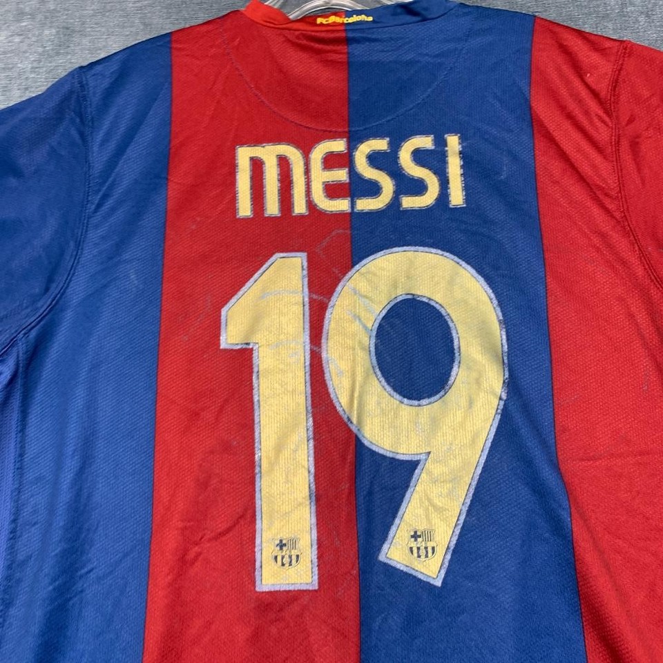 VTG Nike Dri Fit Jersey Mens Large Red Blue UNICEF FC Barcelona Lionel ...