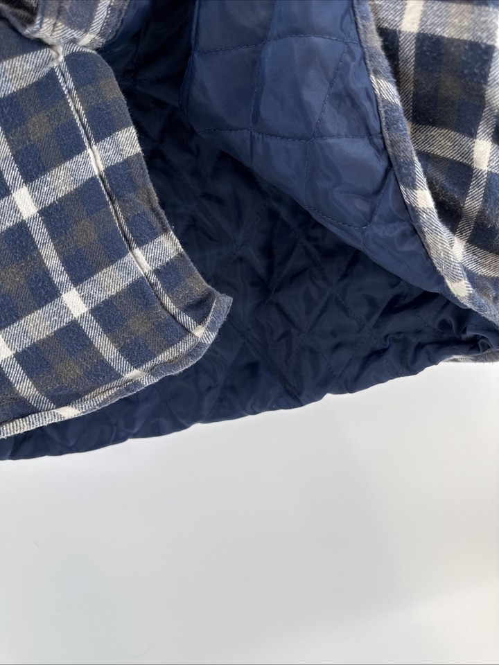 Wrangler Quilt Lined Flannel Shacket Mens Large Blue Plaid Gorpcore ...