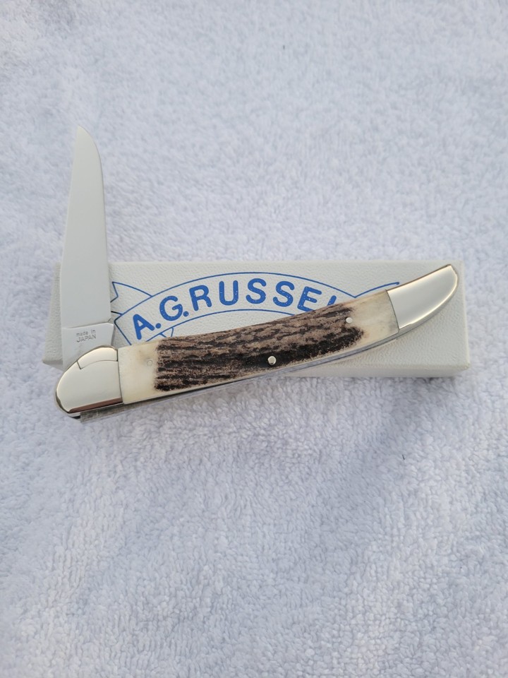 Bolster Lock AG Russell Japan Toothpick Knife Stag Handles Cartridge ...