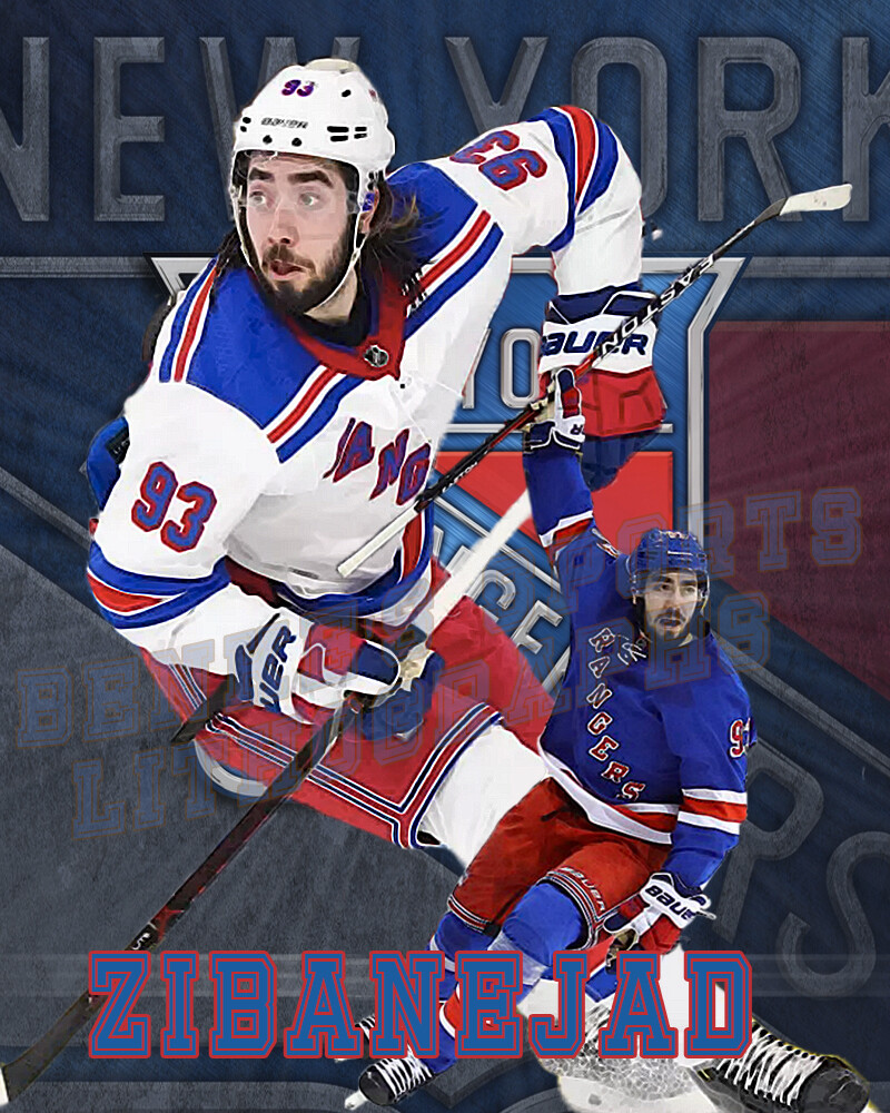 New York Rangers Lithograph print of Mika Zibanejad 2020 | eBay