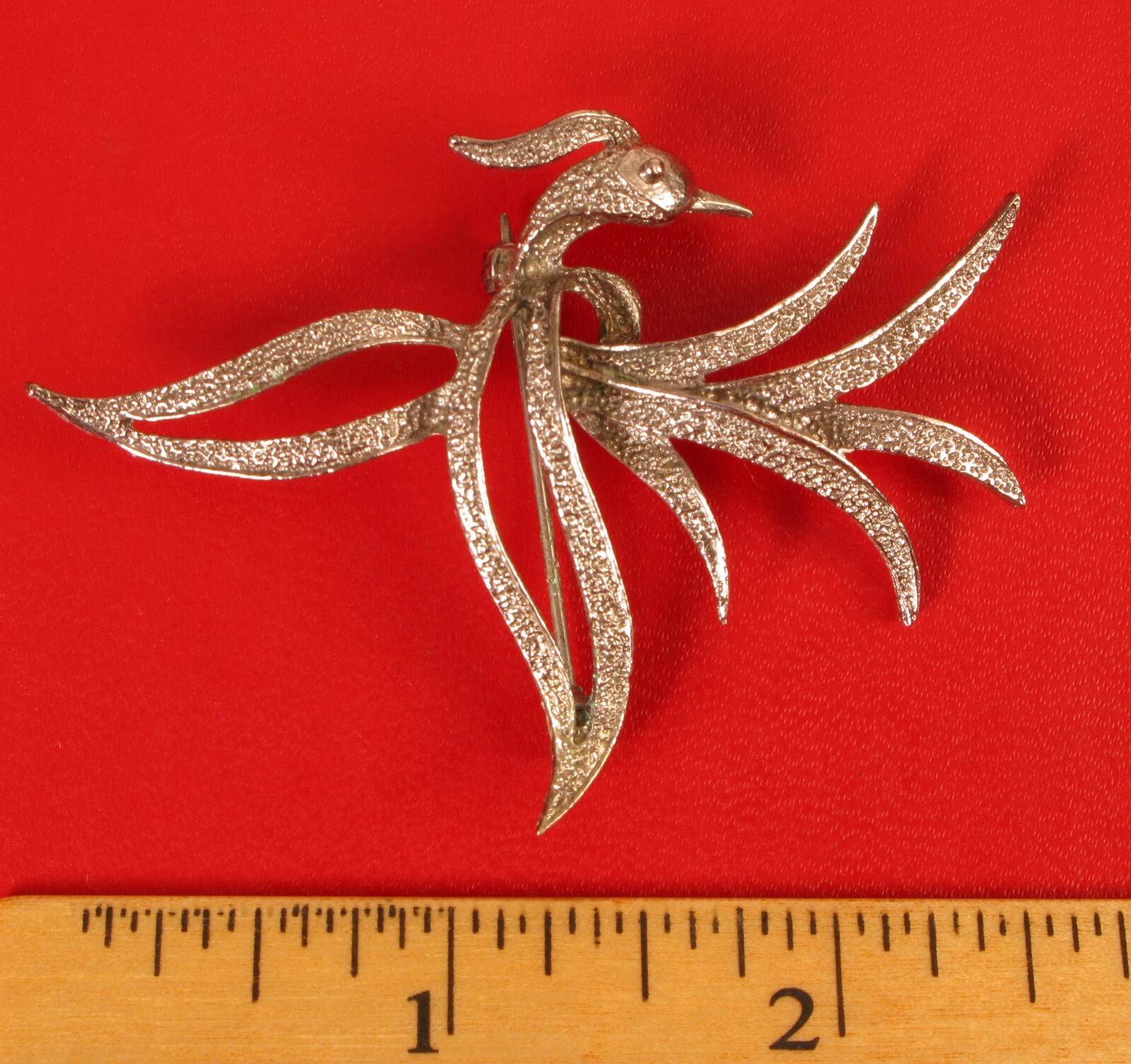 CLASSY VINTAGE SILVER TONE BIRD OF PARADISE BROOCH PI… - Gem