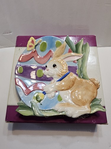 Fitz & and Floyd Easter 2004 Canape Plate Dish Bunny Painting Eggs ...