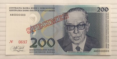 Bosnia & Herzegovina 200 Maraka 2022 P-71 Specimen UNC | eBay