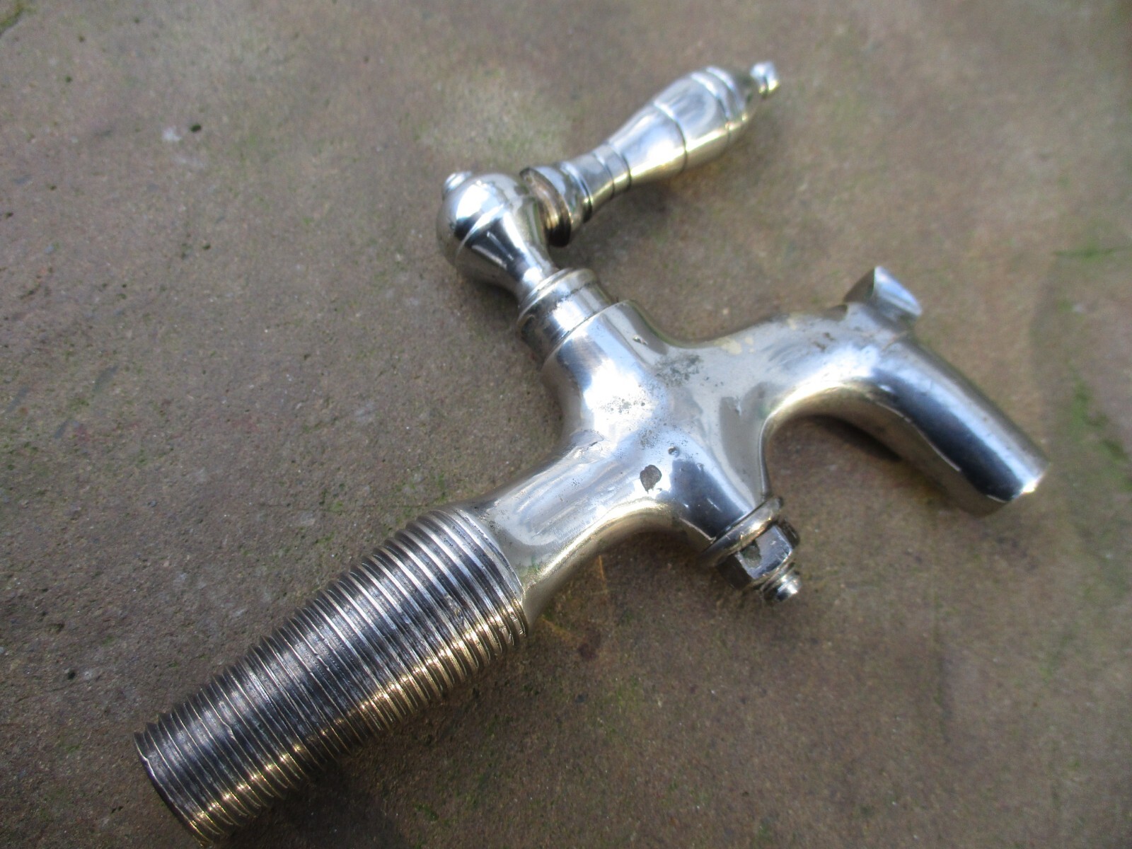 VINTAGE BRASS NIQUEL COATED NICE TAP BARREL SPIGOT PLUG CONICAL MARKED ...