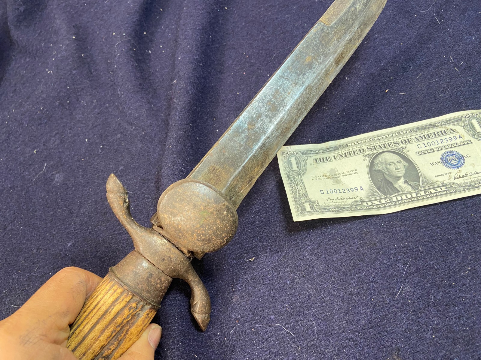 1800S CIVIL WAR BOWIE KNIFE Stag CONFEDERATE / UNION Museum Revolution ...