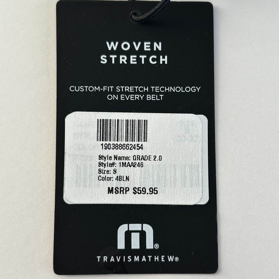 NWT Travis Mathew Mens Belt Grade 2.0 Stretch Woven Navy Blue Size S 30 ...